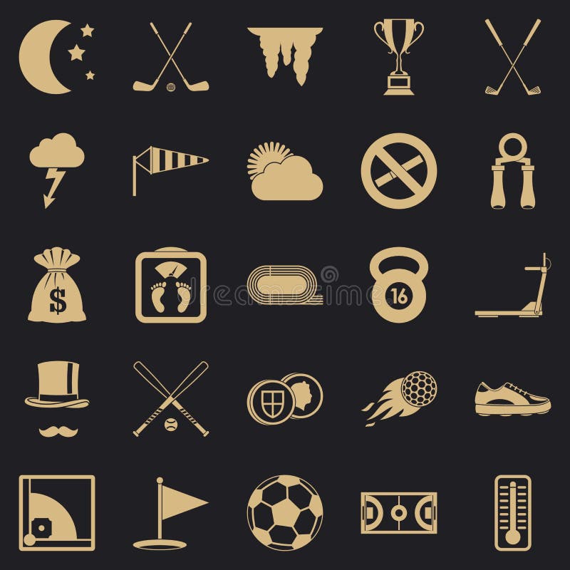Playing Golf Icons Set, Simple Style Stock Vector - Illustration of ...
