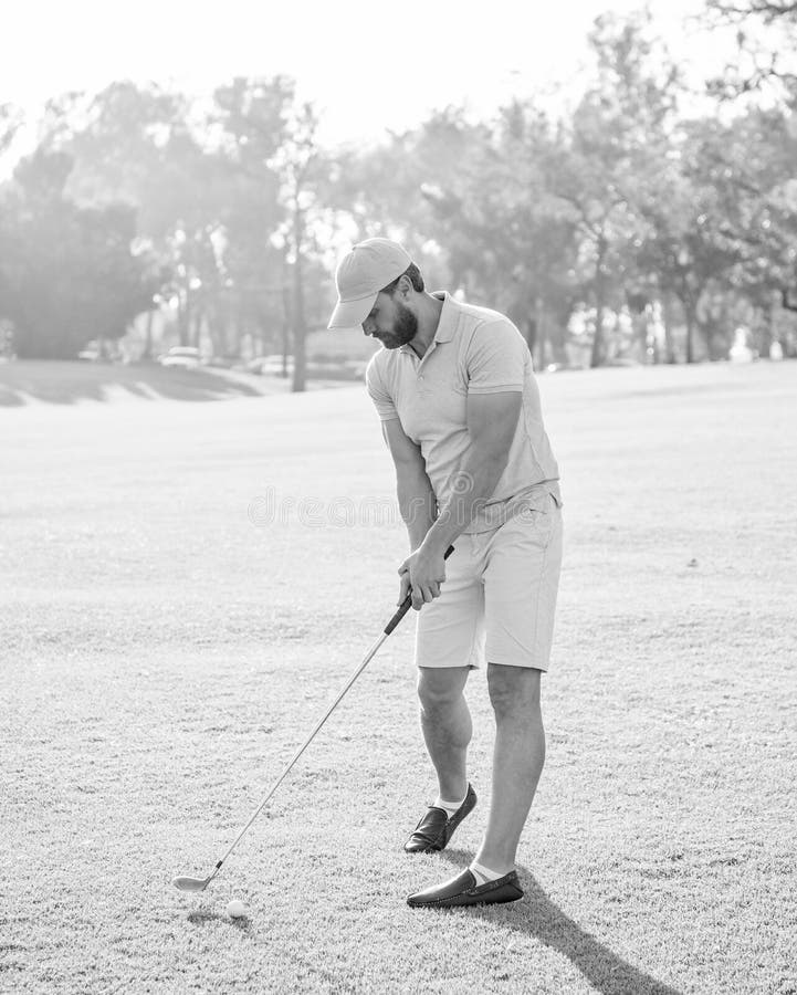 Playing Golfer in Cap with Golf Club, Recreation Stock Image - Image of ...