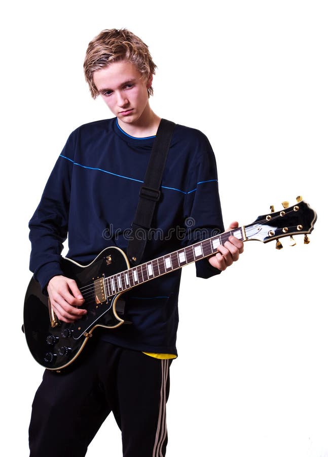 Teen Boy Playing Guitar stock photo. Image of electric - 9169074