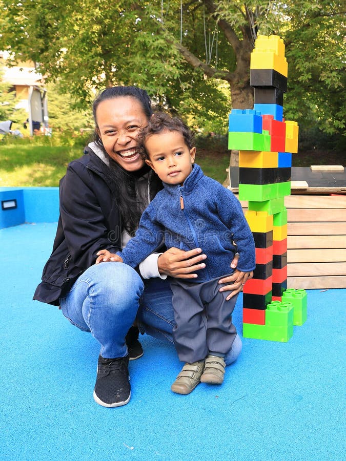 Playing With Huge Lego Bricks Lego Robot Stock Image Image Of Smile Girl 310190623