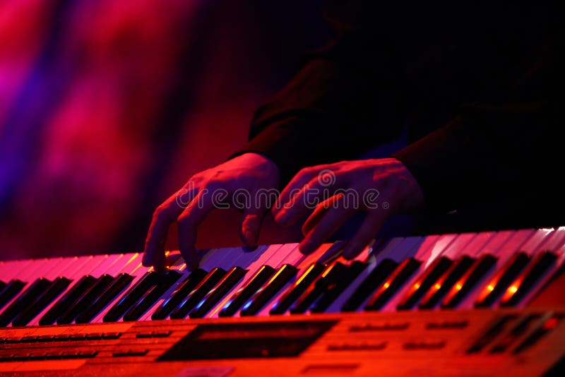 Playing on Keyboard on Stage Stock Photo - Image of rock, blue: 42938632