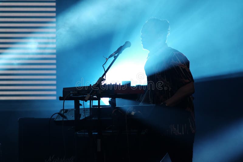 Playing the Keyboard on the Stage at Mocosik Yogyakarta Editorial Stock ...