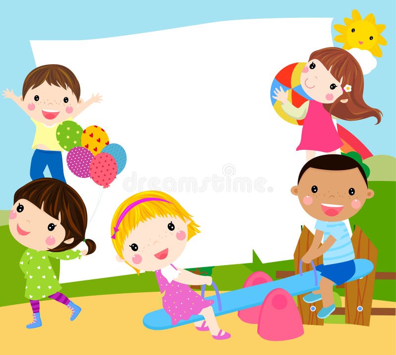Playing kids and frame stock vector. Illustration of elementary - 27047938