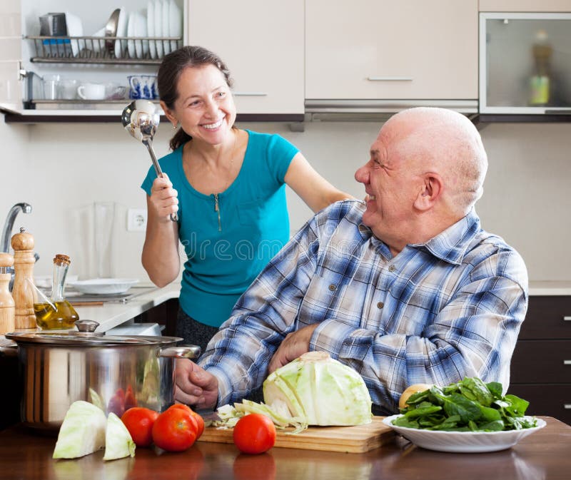 Senior people cooking stock image. Image of food, cooking - 18353441