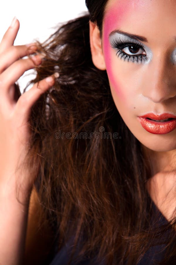 Playing Mixed Raced Girl with Extreme Make-up Stock Image - Image of ...