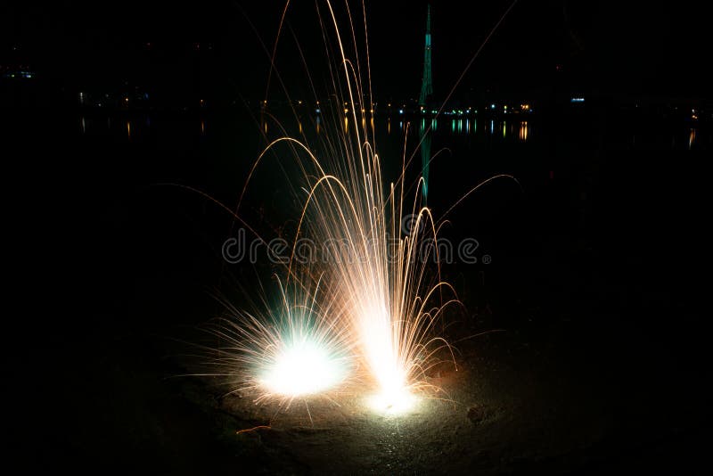 Playing with New Year Firecrackers at Night, Dark Background - 1/1/2020 ...