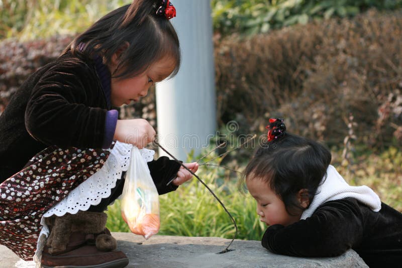 Playing and observation stock image. Image of child, sisters - 18296977