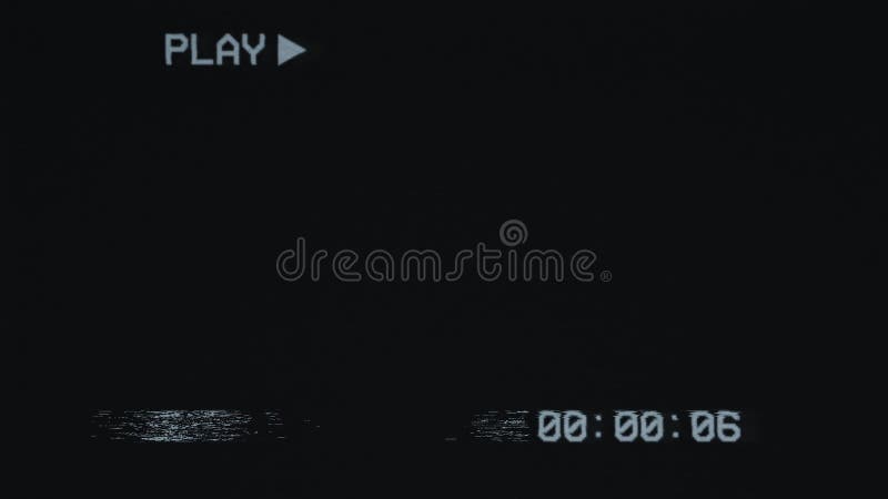 Playing an Old, Poor-quality VHS Cassette. Old Black Screen with Text ...