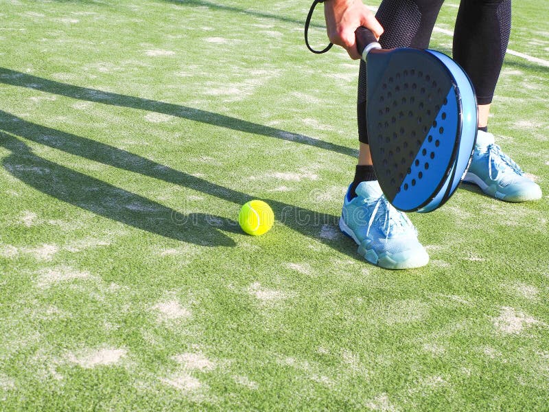 Playing Padel Tennis Outdoors. Stock Image - Image of exercise, yellow ...