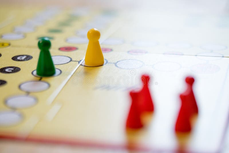 Playing a Parlor Game: Meeples on a Table, Ludo Stock Photo - Image of ...