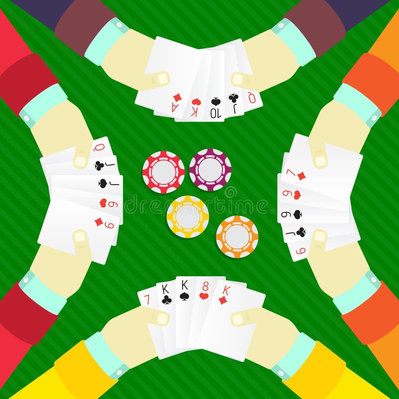 Playing Poker at the Game Table with Chips Stock Vector - Illustration ...