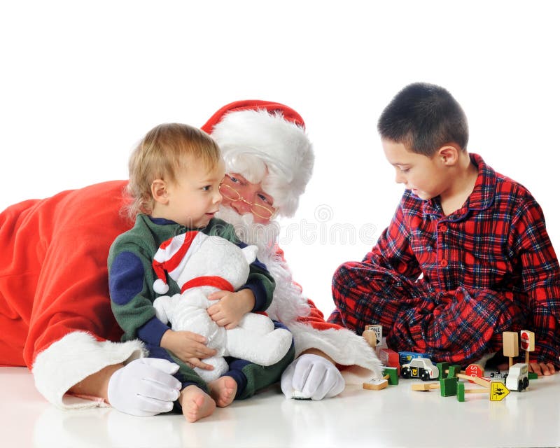 Playing with Santa stock photo. Image of boots, horsie - 12003780