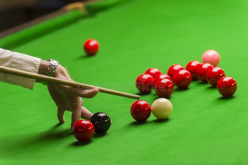 Playing Snooker - Man Aiming the Cue Ball Stock Photo - Image of black ...