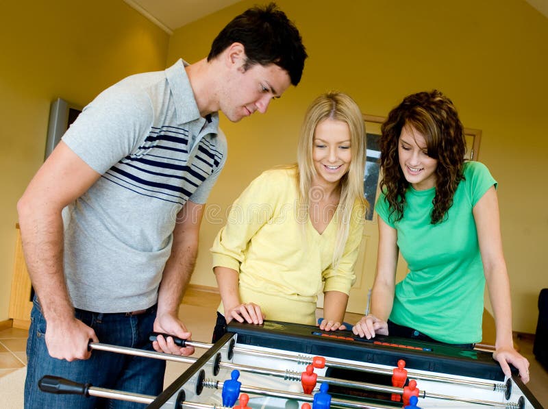 Playing Table Football stock photo. Image of young, table - 6436646