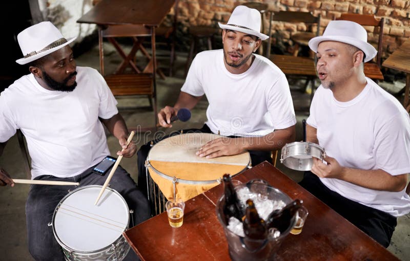 Playing To the Brazilian Beat. a Band Playing Their Percussion ...