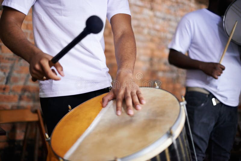 Playing To the Brazilian Beat. a Band Playing Their Percussion ...