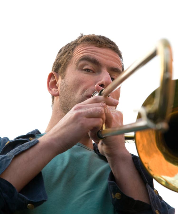 Playing a trombone stock photo. Image of pure, aged, musician - 11894460