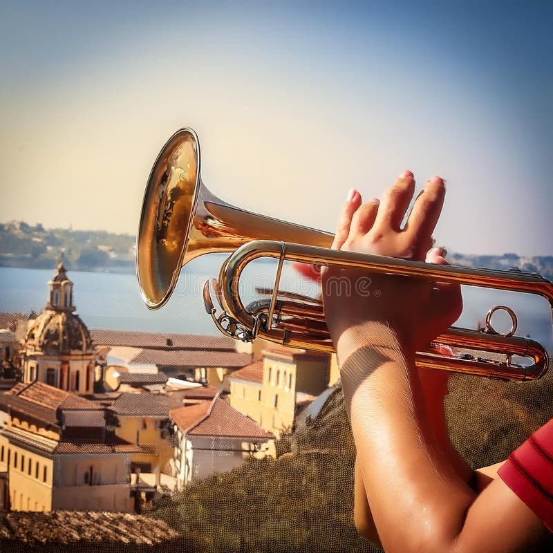 Playing a Trumpet, AI Generated Stock Illustration - Illustration of ...