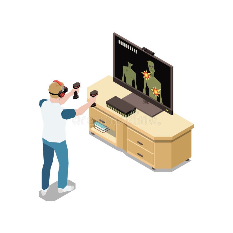 Playing Video Game Composition Stock Vector - Illustration of people ...