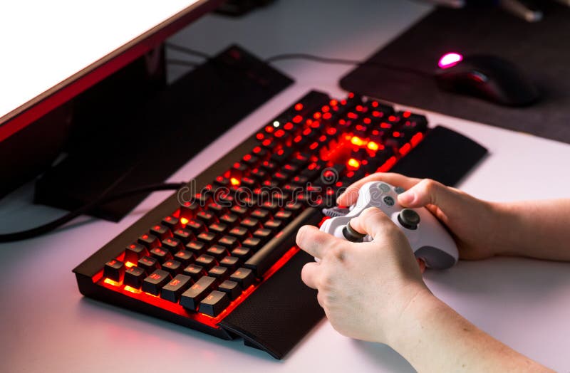 Playing Video Game on the Console. Blank Tv Screen Mockup Templa Stock ...