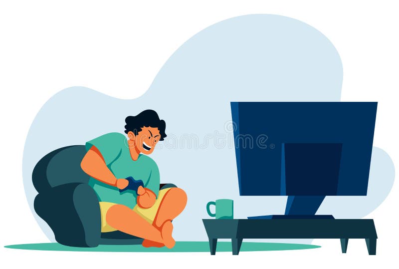 Playing Video Games stock vector. Illustration of activity - 221754990