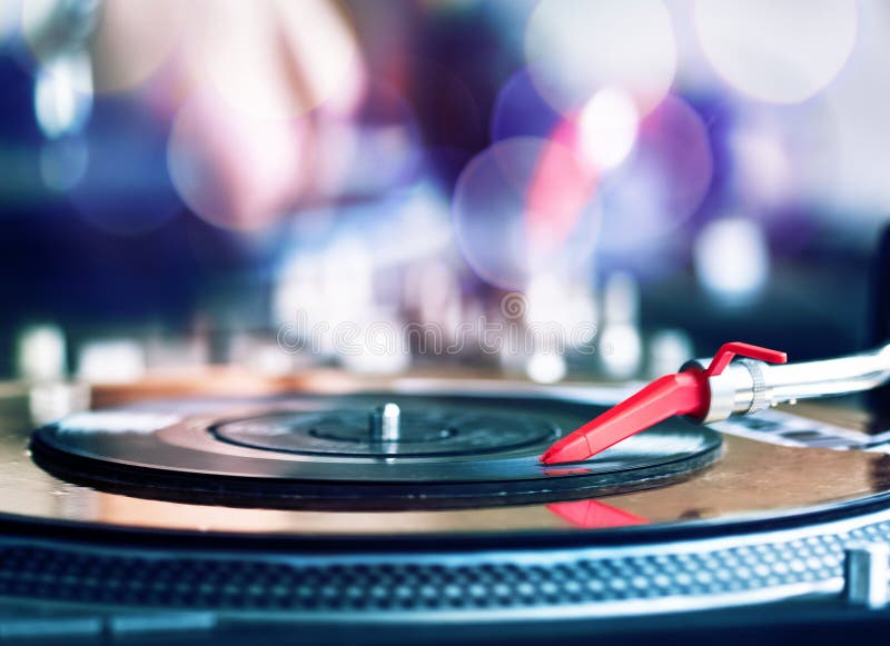 Turntable Playing Vinyl Record with Music Stock Image - Image of retro ...