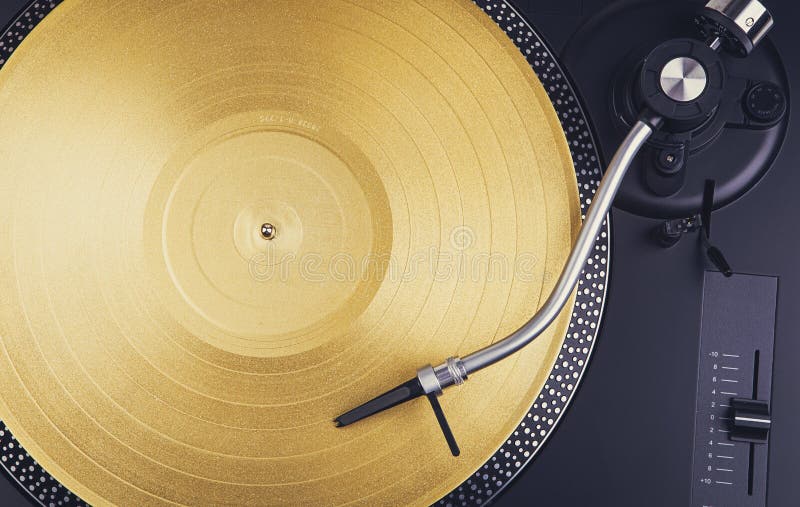 Playing a Vinyl Record on a Turntable Stock Image - Image of banner ...