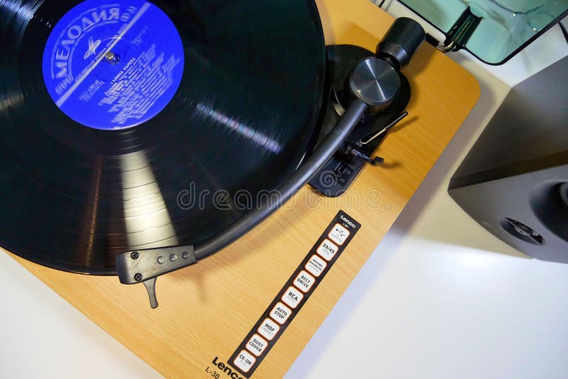 Playing Vinyl Records. Details and Close-up of the Vinyl Player ...