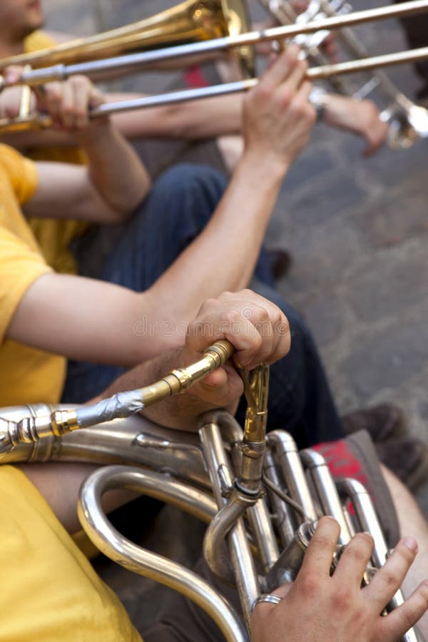 Playing wind instruments stock image. Image of marching - 100182051