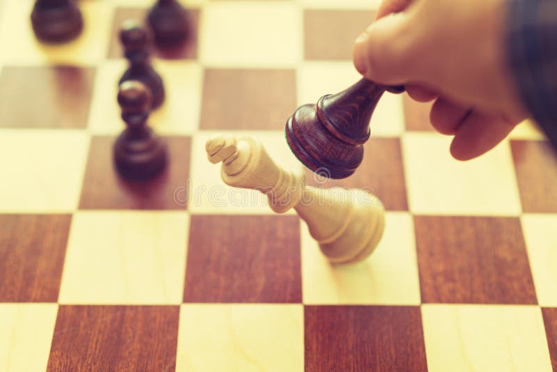 Playing Wooden Chess Pieces. Chess Game. the Fall of the King. Kings ...