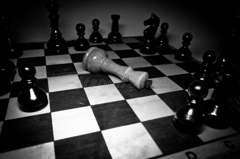 Playing Wooden Chess Pieces - Game Over Stock Image - Image of power ...