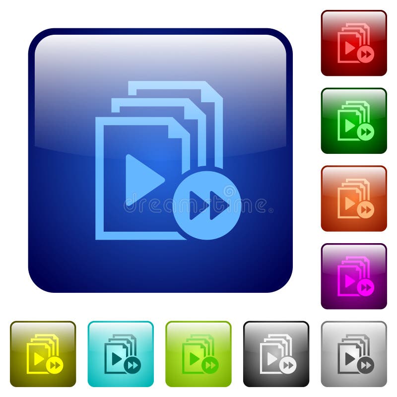 Playlist Fast Forward Color Square Buttons Stock Vector - Illustration ...