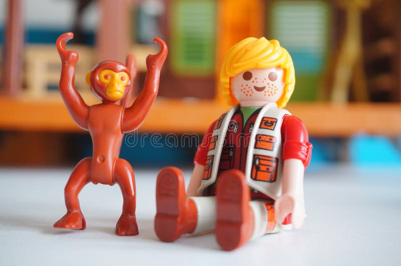 Playmobile Sitting Ranger and Monkey Editorial Photography - Image of ...