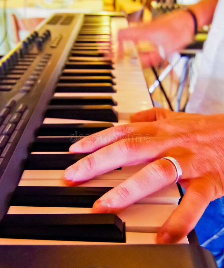 Hand playing keyboard stock photo. Image of artist, hand - 98978304