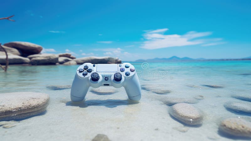 Playstation Console Vacation Concept Background on Beach Stock ...
