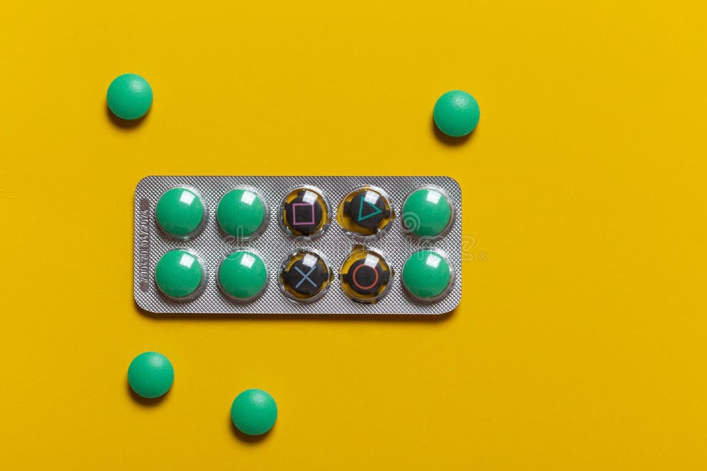 Playstation Controller Buttons and Pills Stock Photo - Image of ...