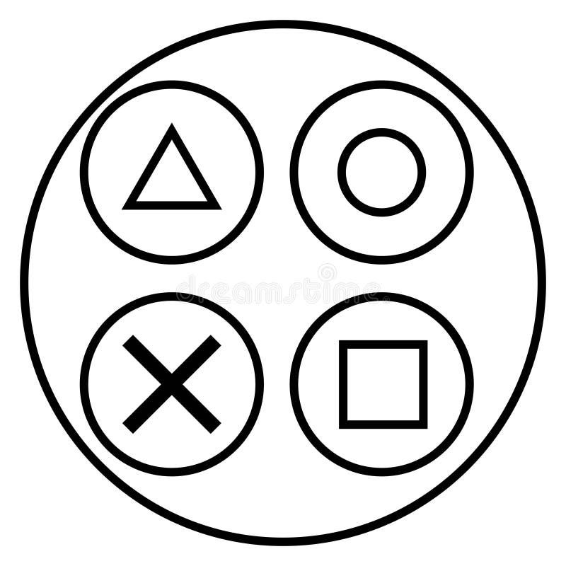 Play Station Icon Game. Game Controller Vector Icon with Black and ...