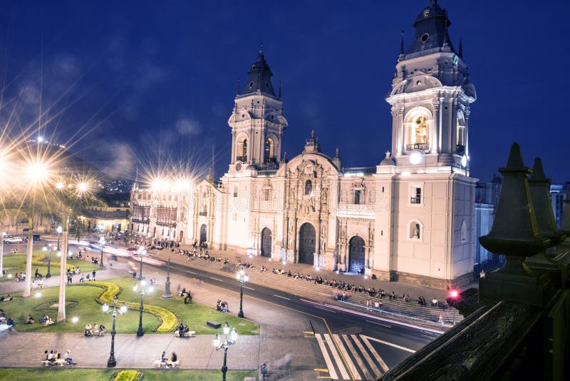 Tthe Façade of the Lima Cathedral is in the Renaissance Style with ...