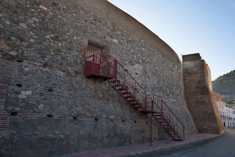 Plaza De Toros and Ancient Castle in Gor, Granada. Stock Photo - Image ...