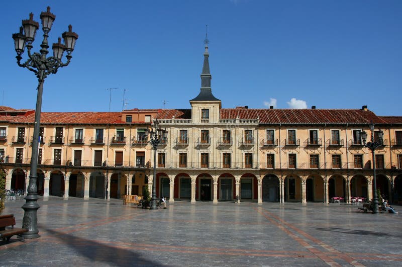 Plaza Mayor in Leon, Spain stock image. Image of tourism - 307129995