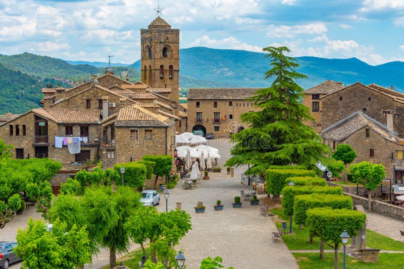 Plaza Mayor in Spanish Village Ainsa Editorial Photography - Image of ...