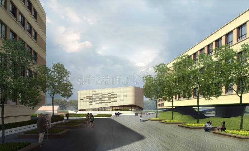 Plaza and modern buildings stock image. Image of illustrated - 50680239