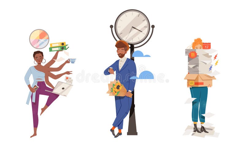 Plazo De Multitarea En El Trabajo Y Estilo De Vida Ocupado. Caracteres ... Plazo De Multitarea En El Trabajo Y Estilo De Vida Ocupado. Caracteres ...