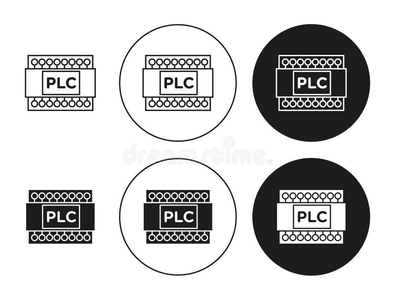 Plc Isolated On White Background Set Plc Vector Line Art Logo Stock Vector Illustration Of