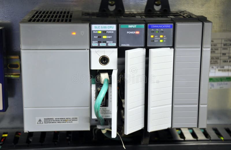 The PLC Industrial Computer at Work Stock Photo - Image of power, chip ...