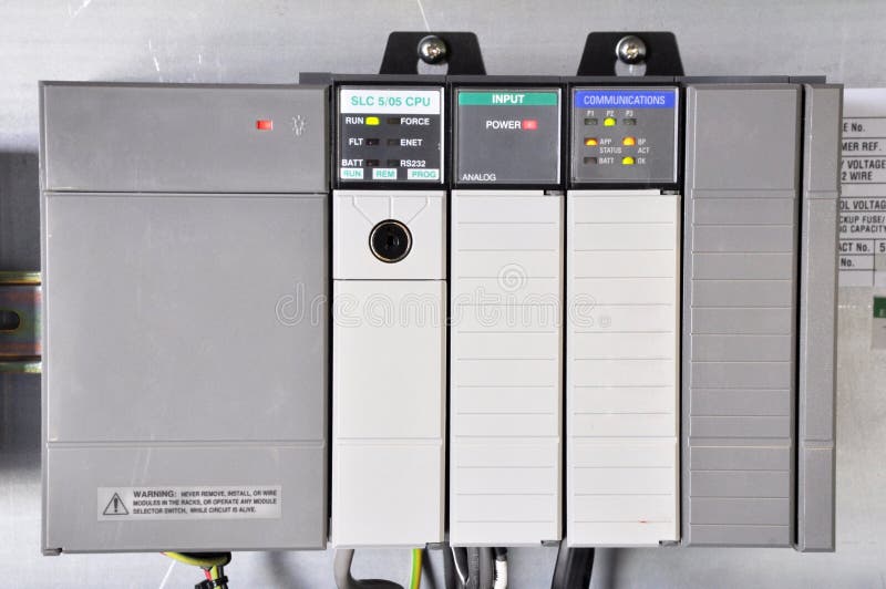 The PLC Industrial Computer at Work Stock Image - Image of module, chip ...