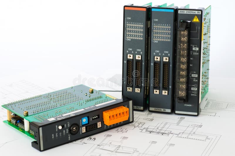 PLC No Diagrama Controle De Processos Industrial Foto de Stock - Imagem ...