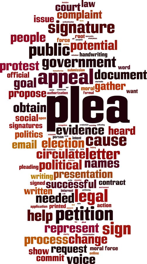 Plea word cloud stock vector. Illustration of cause - 162624919