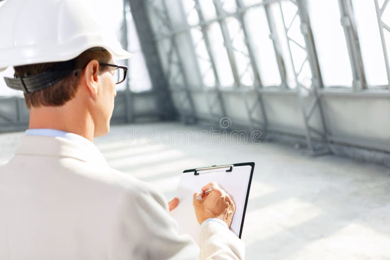 Pleasant Architect Making Sketching Stock Image - Image of construction ...