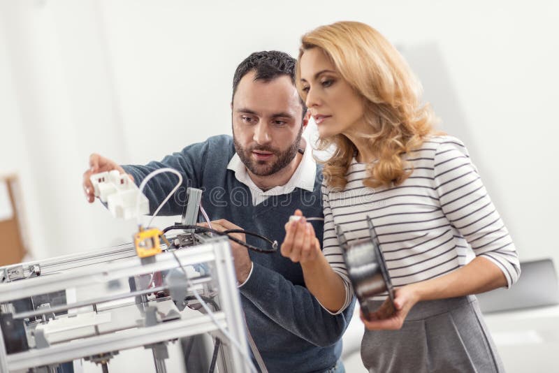 Pleasant Colleagues Running Out of a Filament Stock Photo - Image of ...